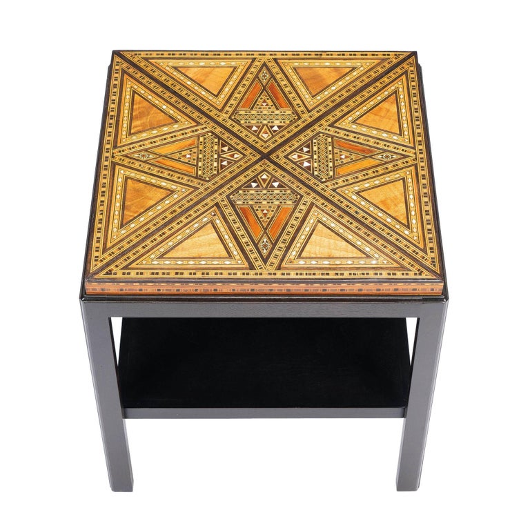 Damascus Inlaid Table Top on Custom Stand, '1900' For Sale at 1stDibs