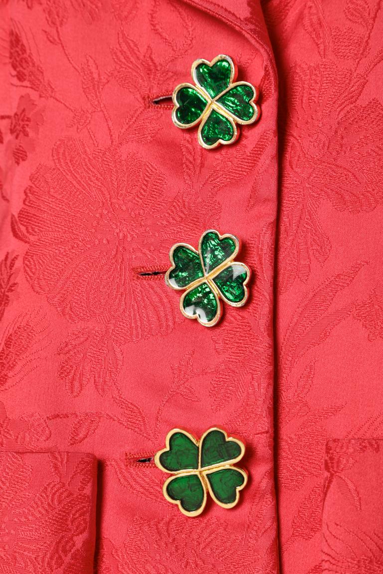 Damask cotton evening jacket whit clover buttons Yves Saint Laurent ...