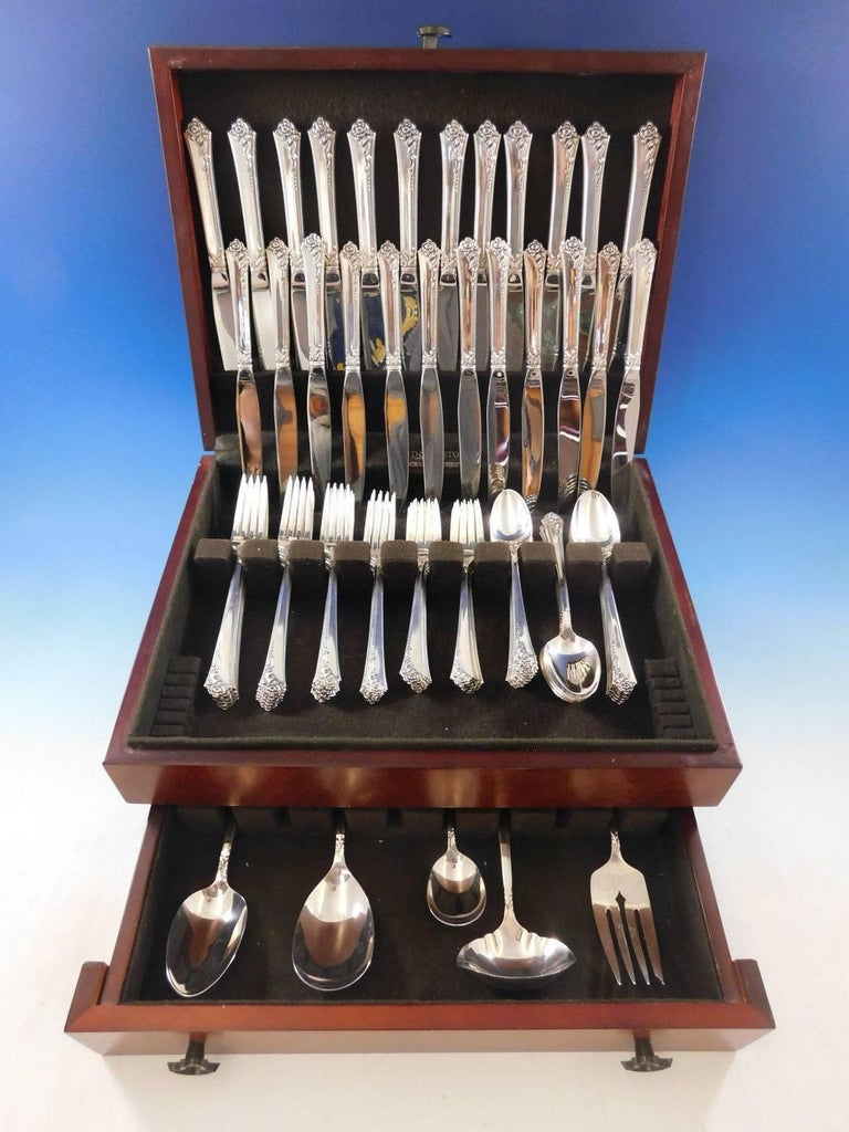 Damask Rose by Oneida Sterling Silver Flatware Set for 12 Service 89 ...