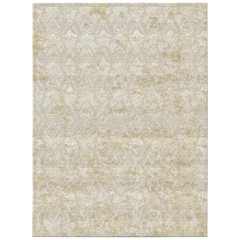 Floral pattern Modern Classics Rug beige gold - Damask Vintage Gold For ...