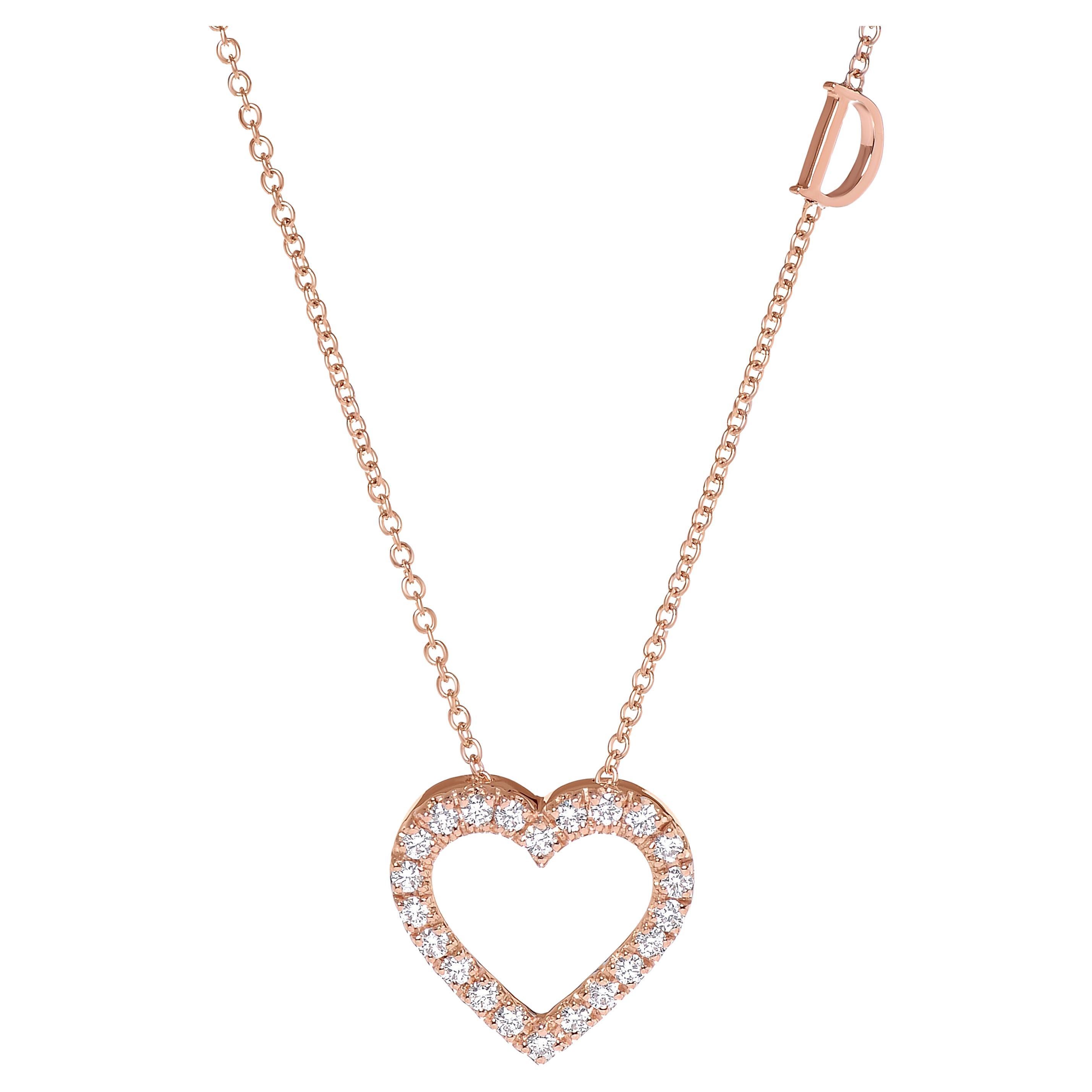 Diamond Heart Necklace 18 Karat Rose Gold For Sale at 1stDibs | dije de ...