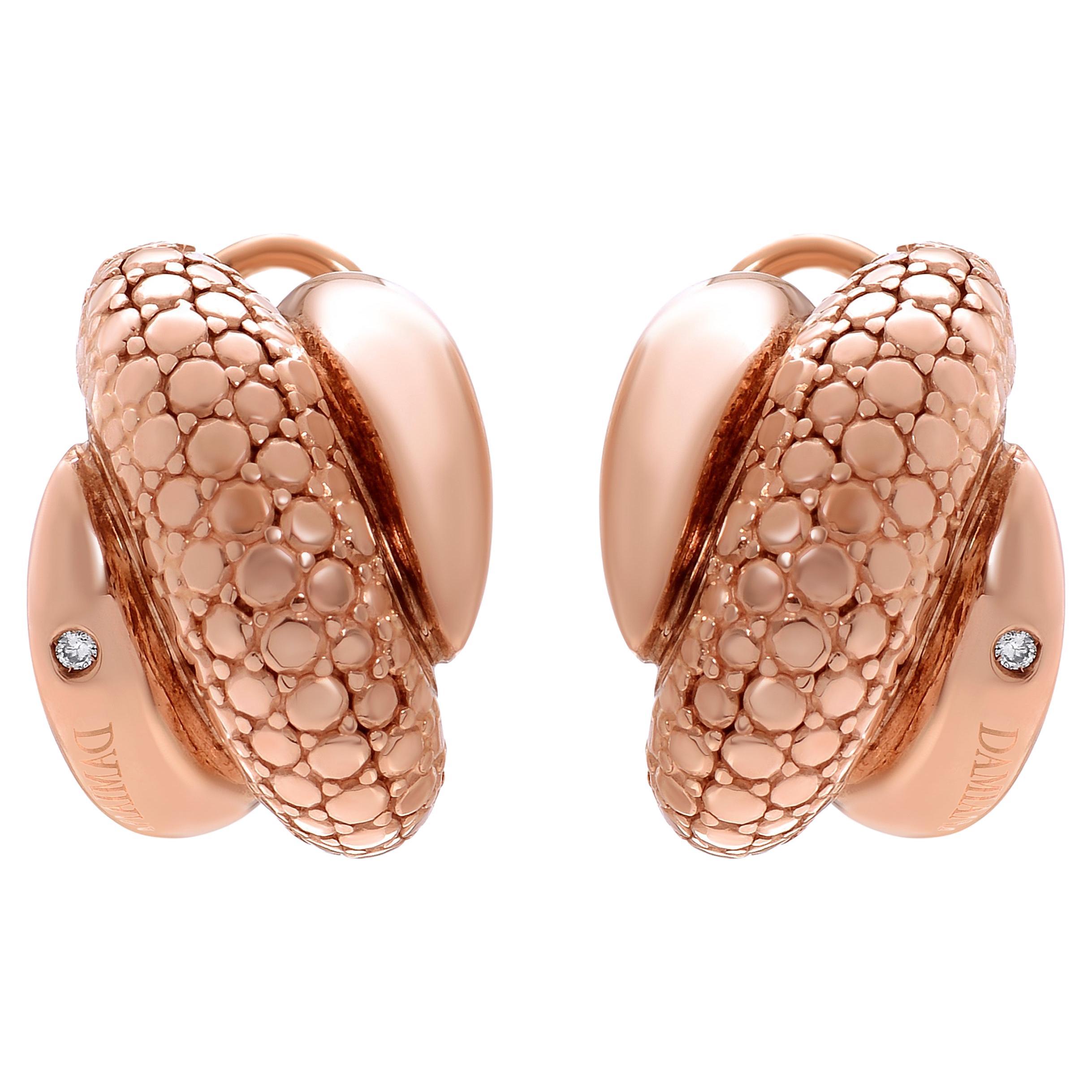 Damiani D Lace 18k White Gold Diamond Huggie Earrings For Sale at 1stDibs