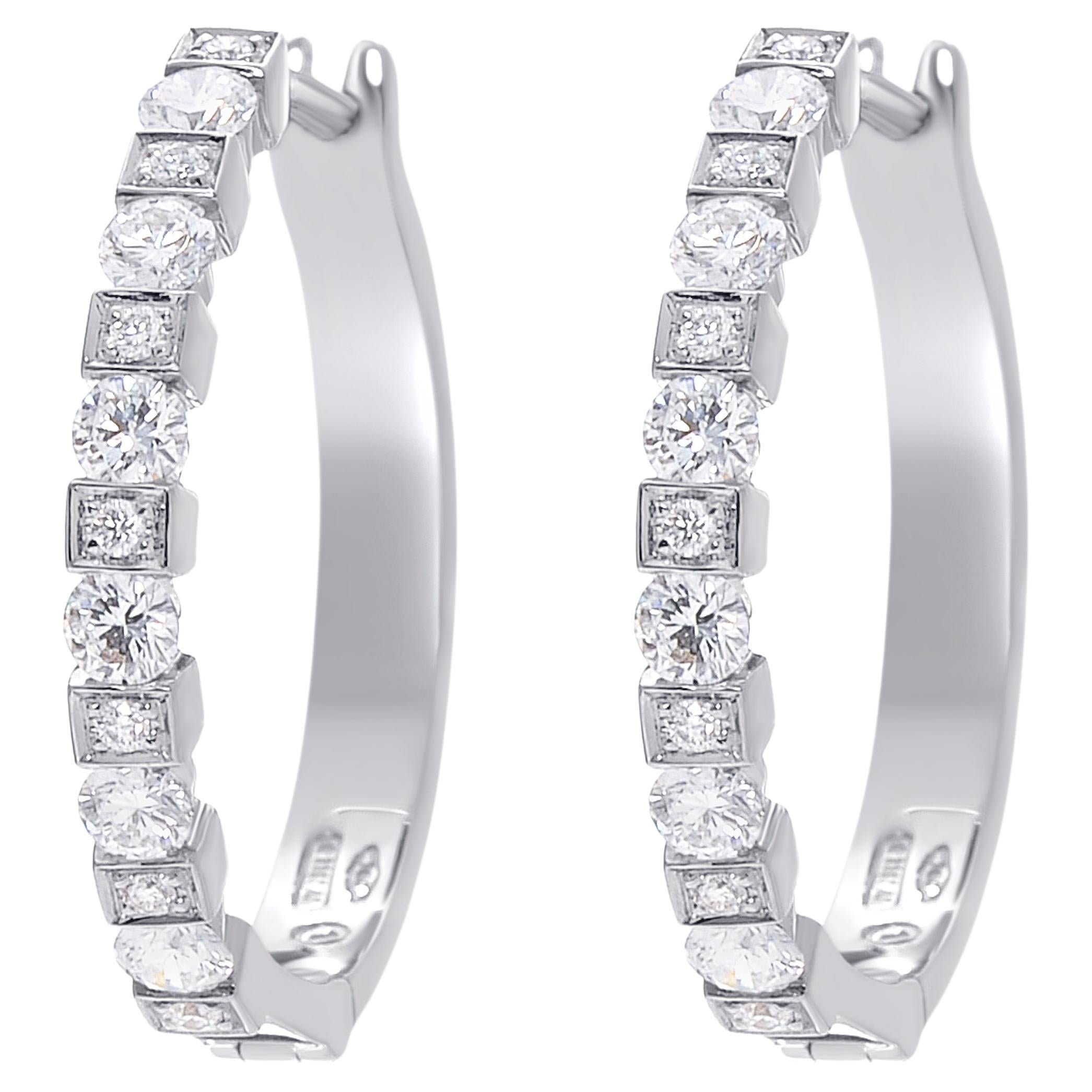 Damiani D Lace 18k White Gold Diamond Huggie Earrings For Sale At 1stdibs