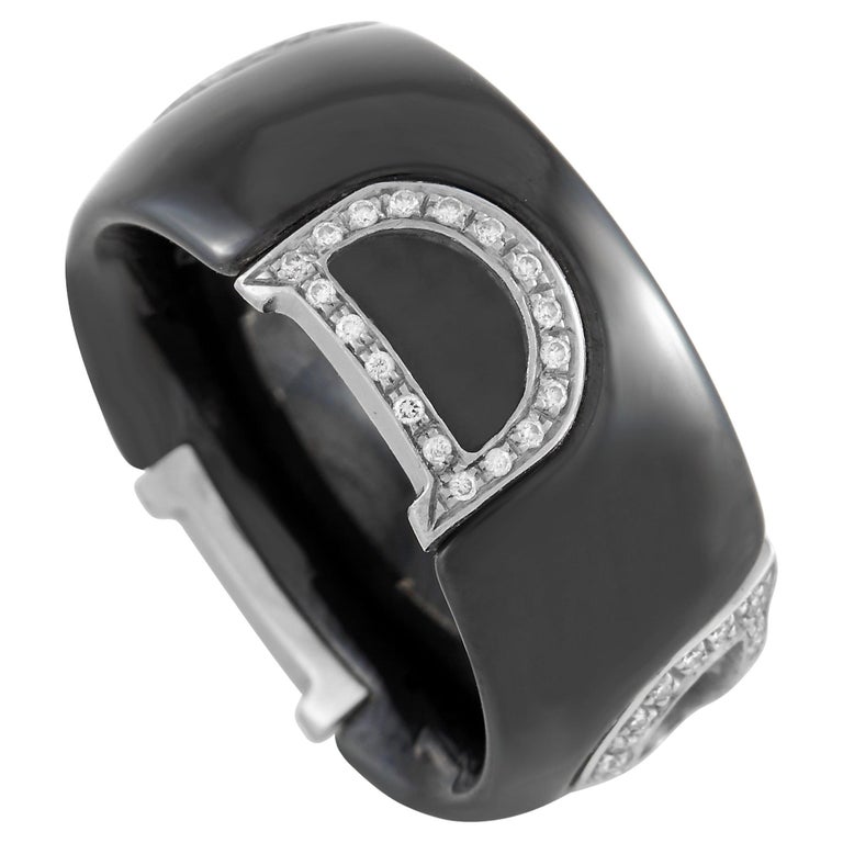Damiani 18K White Gold Diamond and Ceramic Ring at 1stDibs