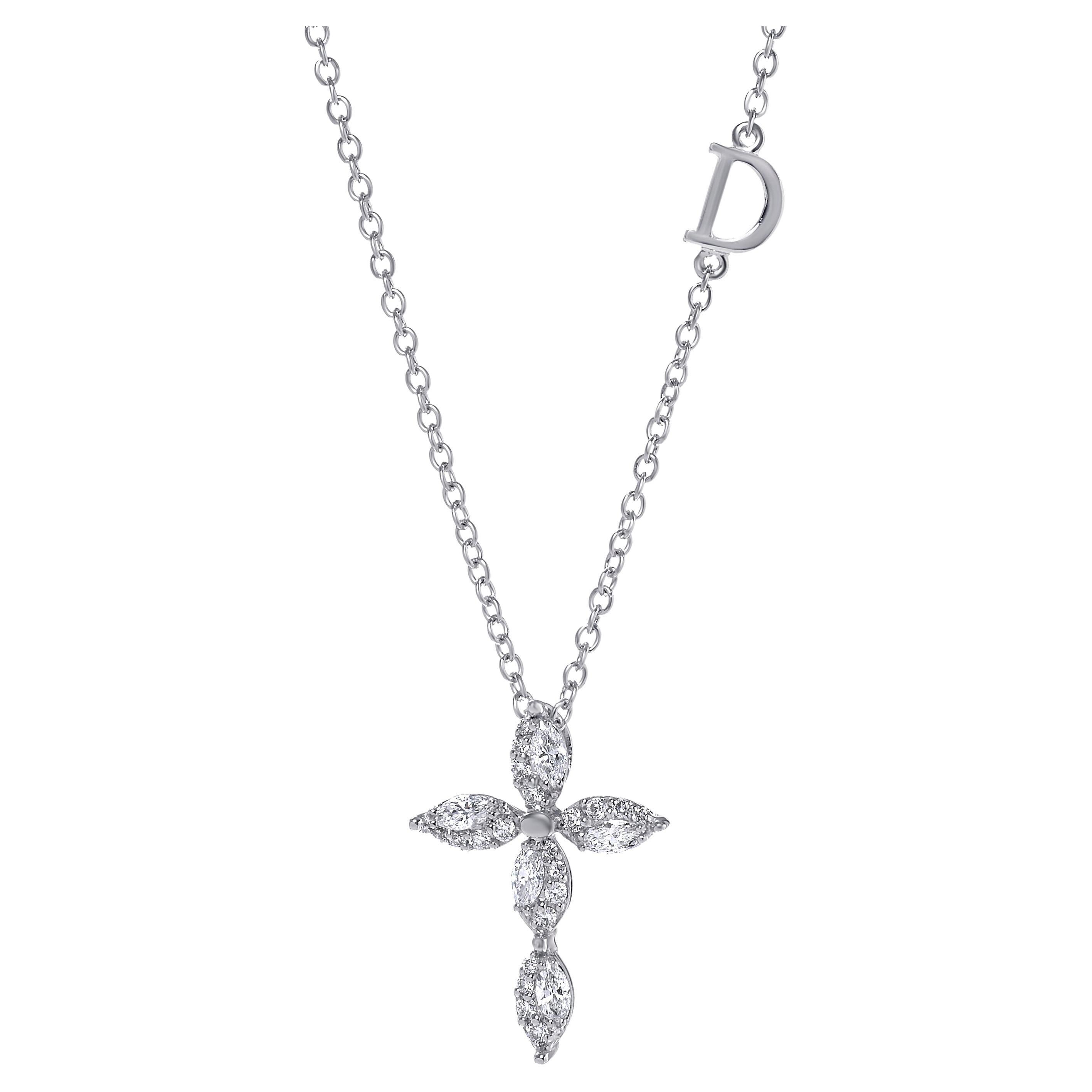 Damiani 18k White Gold, Ruby and Diamond Cross Pendant Necklace For ...