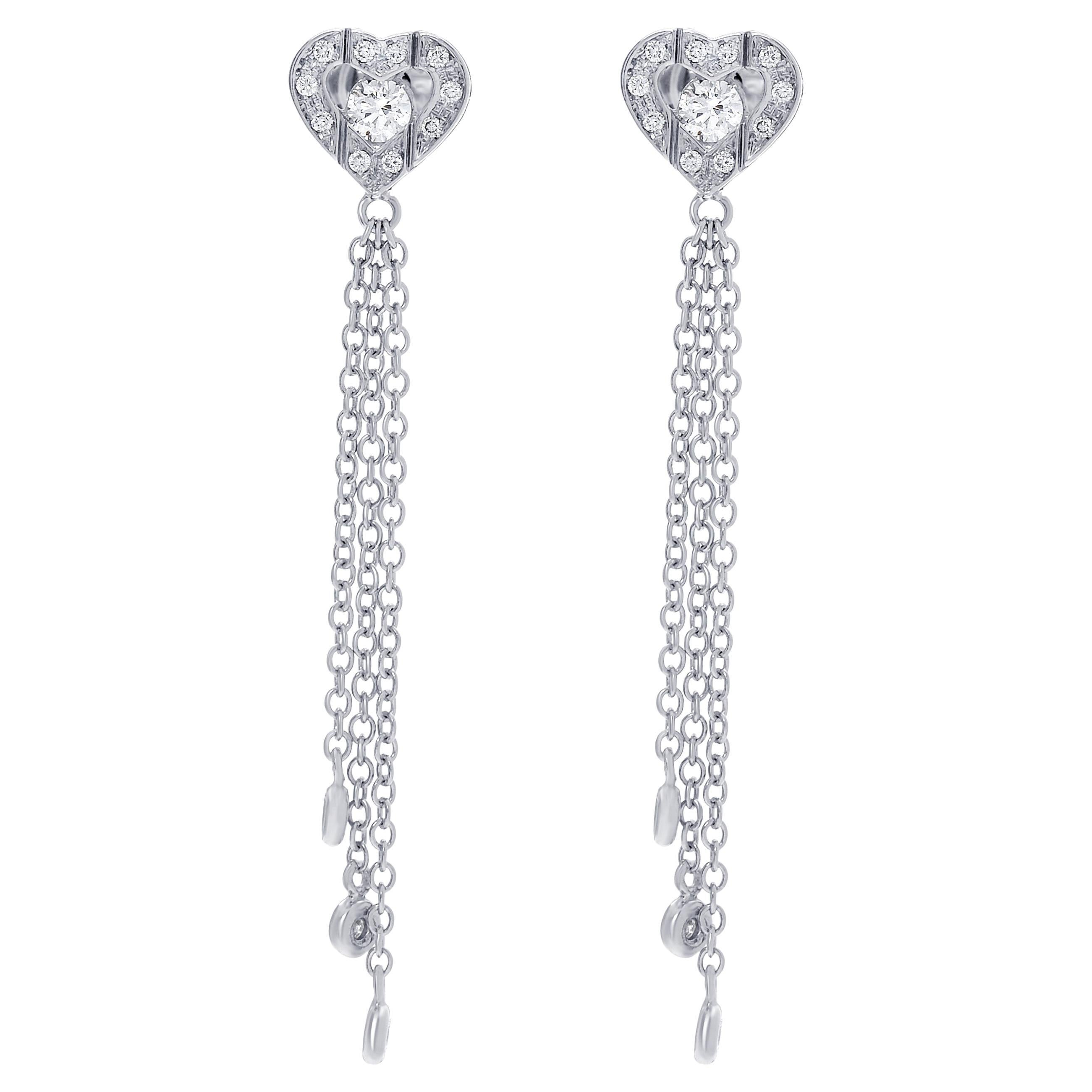 Bespoke Design Diamond Twin Love Heart Drop Earrings in 18K Gold For ...