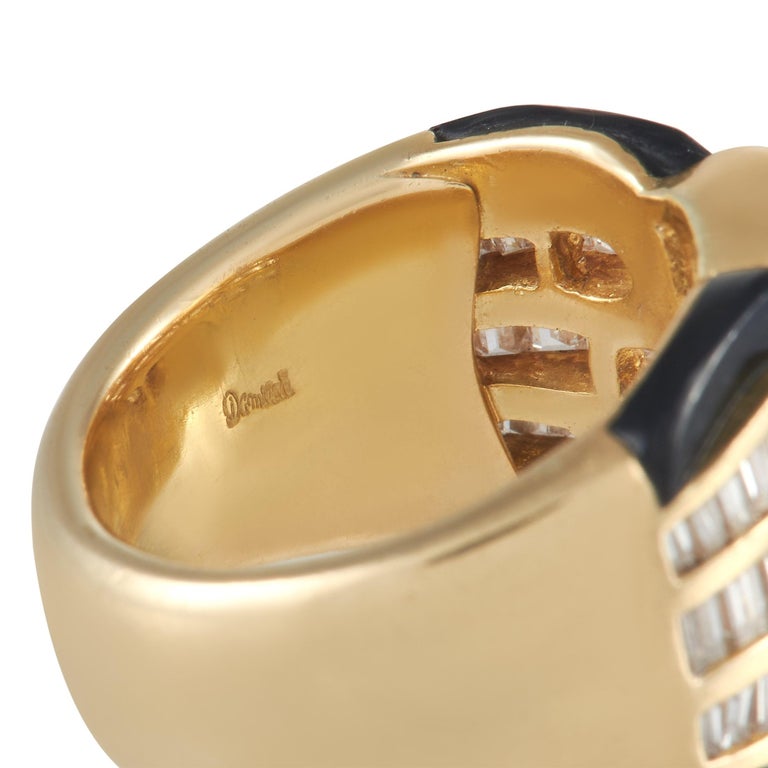 Damiani 18K Yellow Gold 2.38 Ct Diamond and Onyx Ring For Sale at 1stDibs