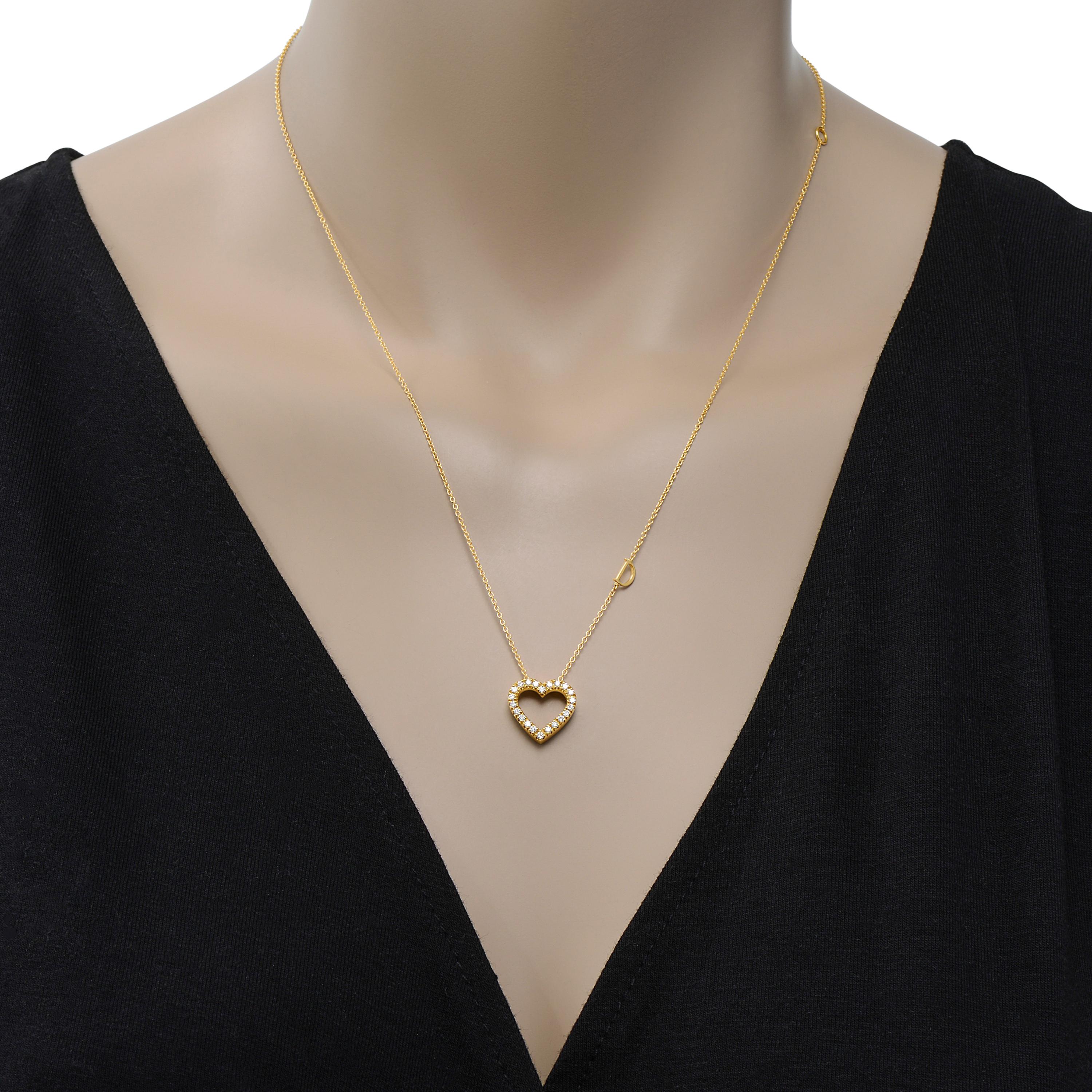 Damiani 18k Yellow Gold, Diamond Heart Pendant Necklace For Sale at 1stDibs