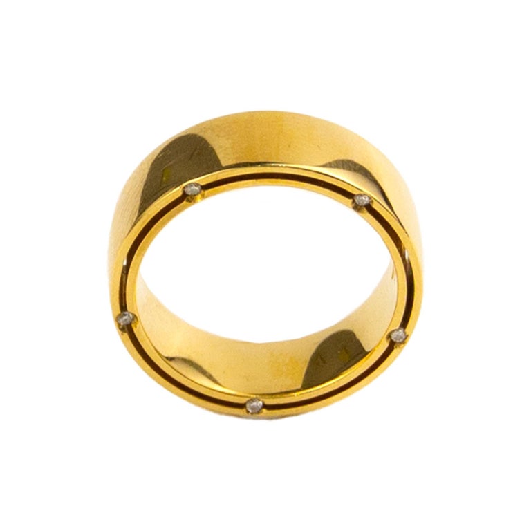Damiani 18k Yellow Gold Diamond Ring For Sale at 1stDibs