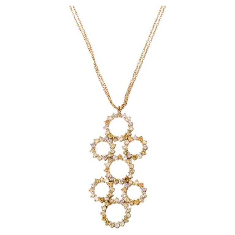 Damiani Charming Yellow Gold Pendant with Multicolor Diamonds, 81017782 ...
