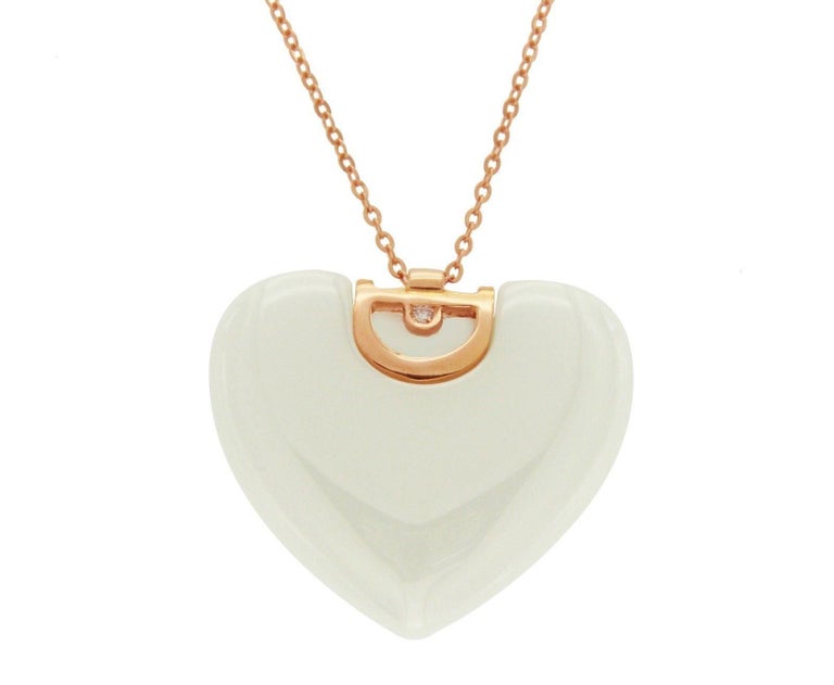 Damiani D-Icon Ceramic 18 Karat Gold Diamond Heart Necklace at 1stDibs