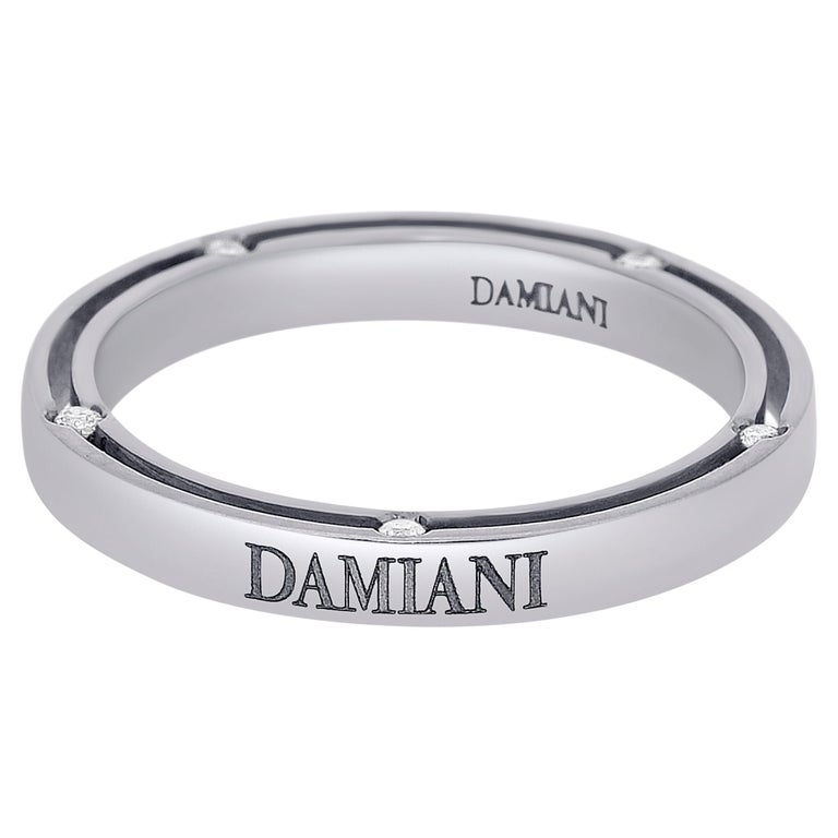 Damiani D. Side 18k White Gold, Diamond Band Ring For Sale at 1stDibs