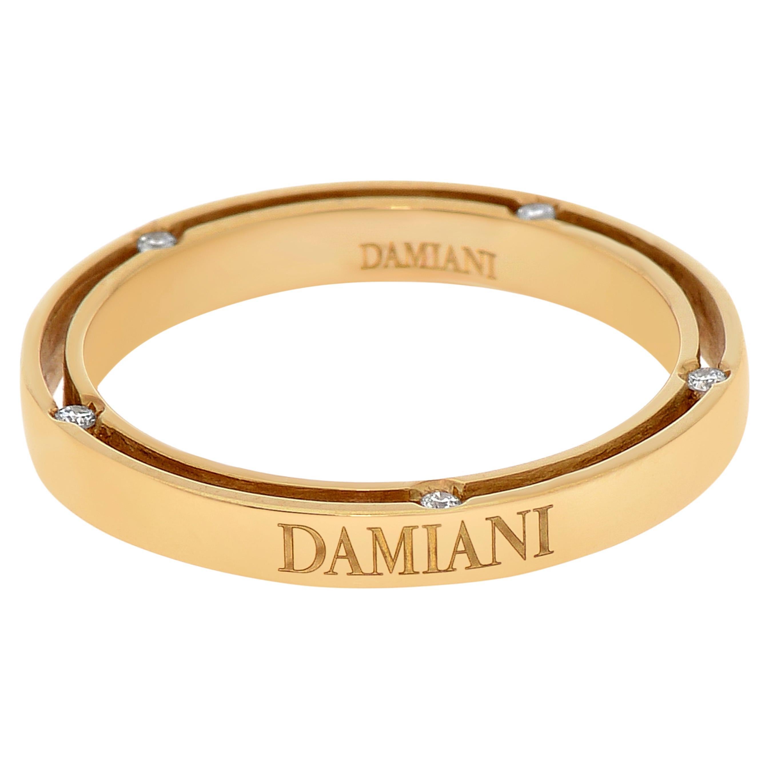 Damiani 18k Yellow Gold, Diamond Band Ring For Sale at 1stDibs