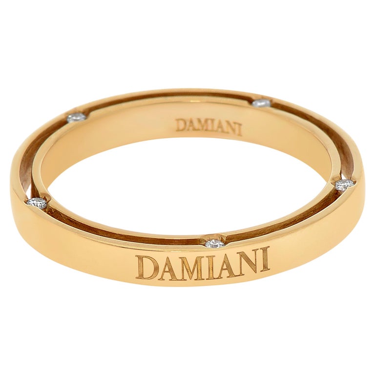 Damiani D. Side 18k Yellow Gold, Diamond Band Ring For Sale at 1stDibs
