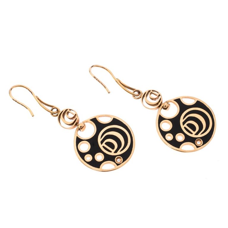 Damiani Damianissima Diamond Ceramic Double Face 18k Rose Gold Earrings ...
