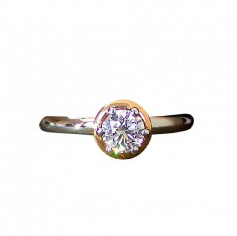 Damiani Domina Platinum and 18k Rose Gold Diamond Ladies Ring, 81026712 ...