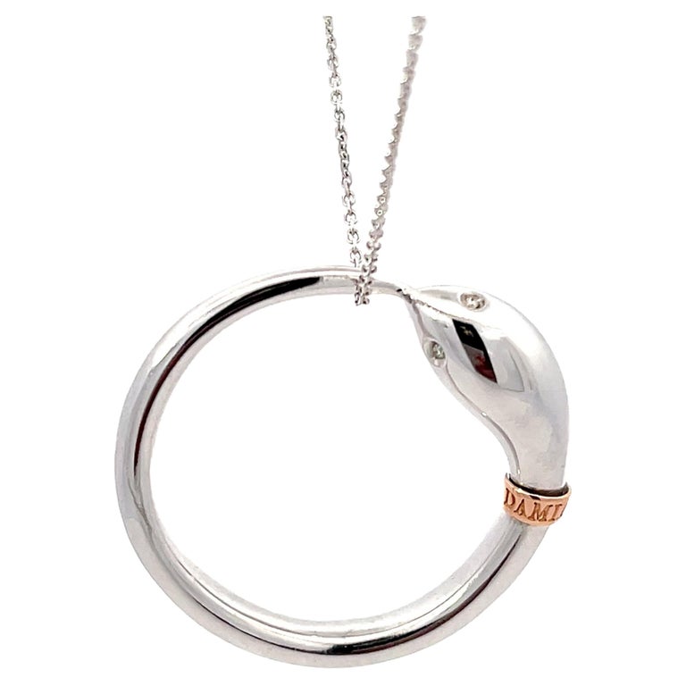Damiani Infinito Snake Pendant Necklace in 18k White Gold For Sale at ...