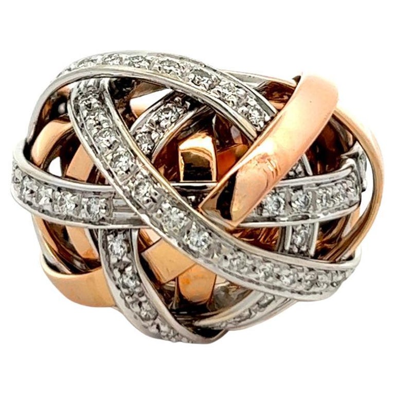 Damiani Italy Diamond 18k Rose White Gold Wrapped Dome Ring For Sale at ...