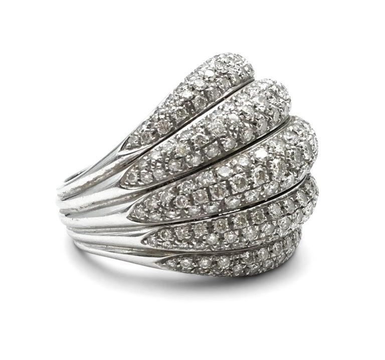 Damiani White Gold and Diamond 5-Row Ring at 1stDibs