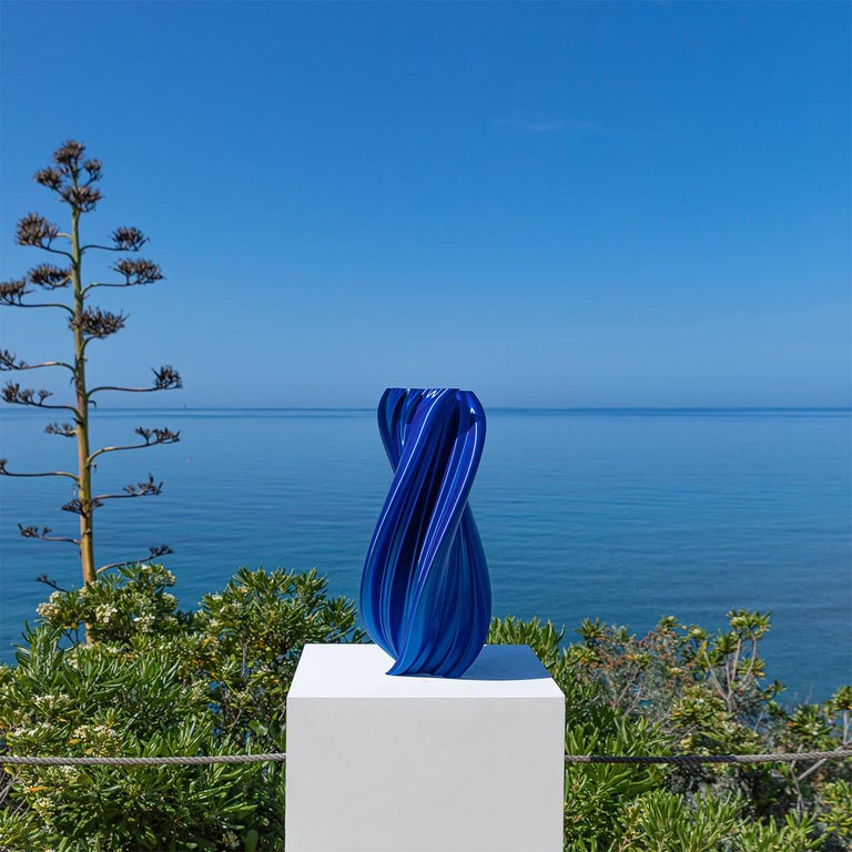 Damocle, Blue Contemporary Sustainable Vase-Sculpture For Sale at 1stDibs