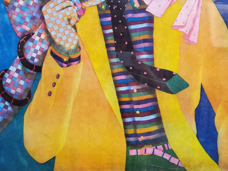 Dan Allison - Brightly Colored Checkered Figures Pop Art Lithograph at ...