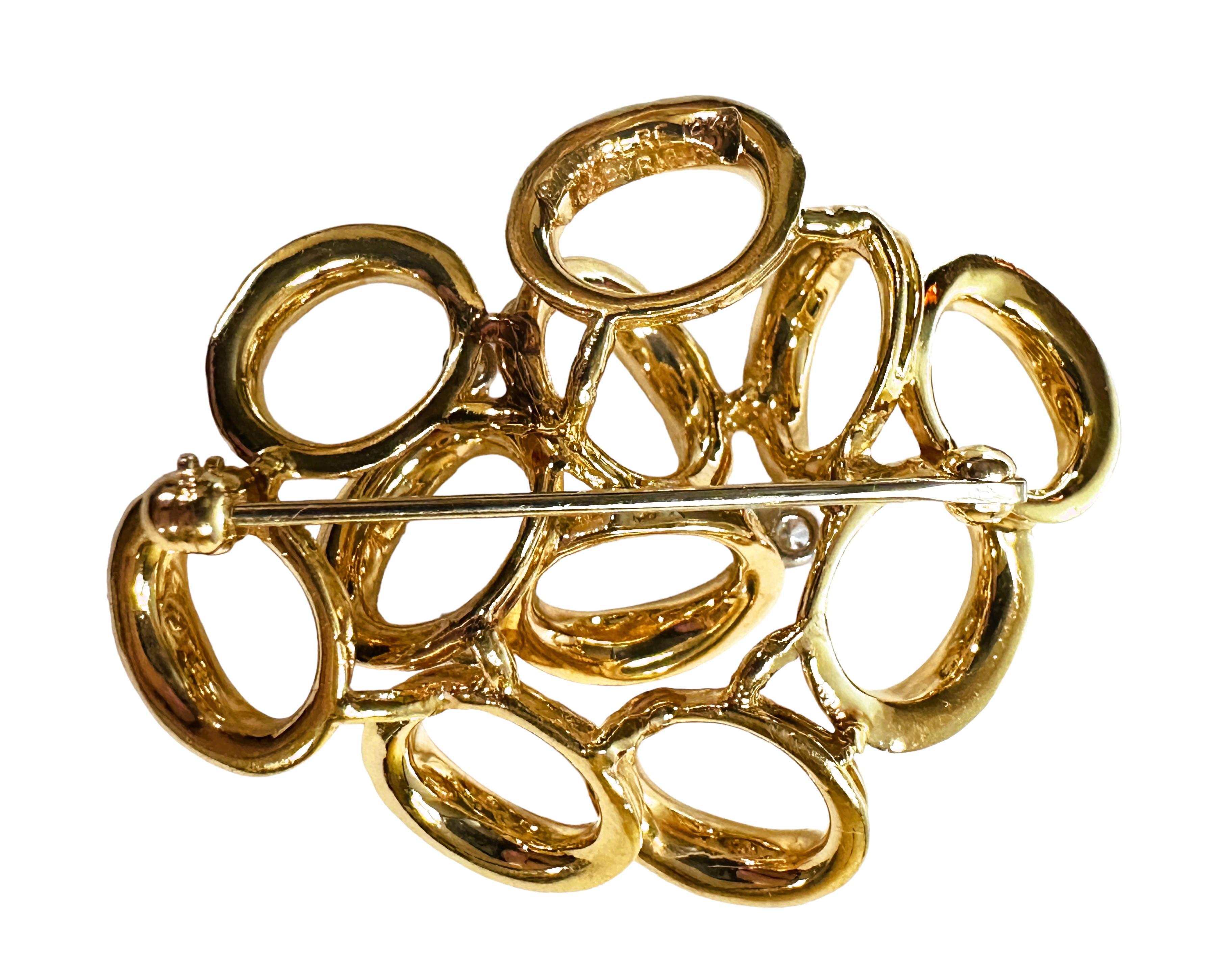 Dan Frere 14k Yellow Gold and Diamond Modern Pendant Pin with Appraisal ...