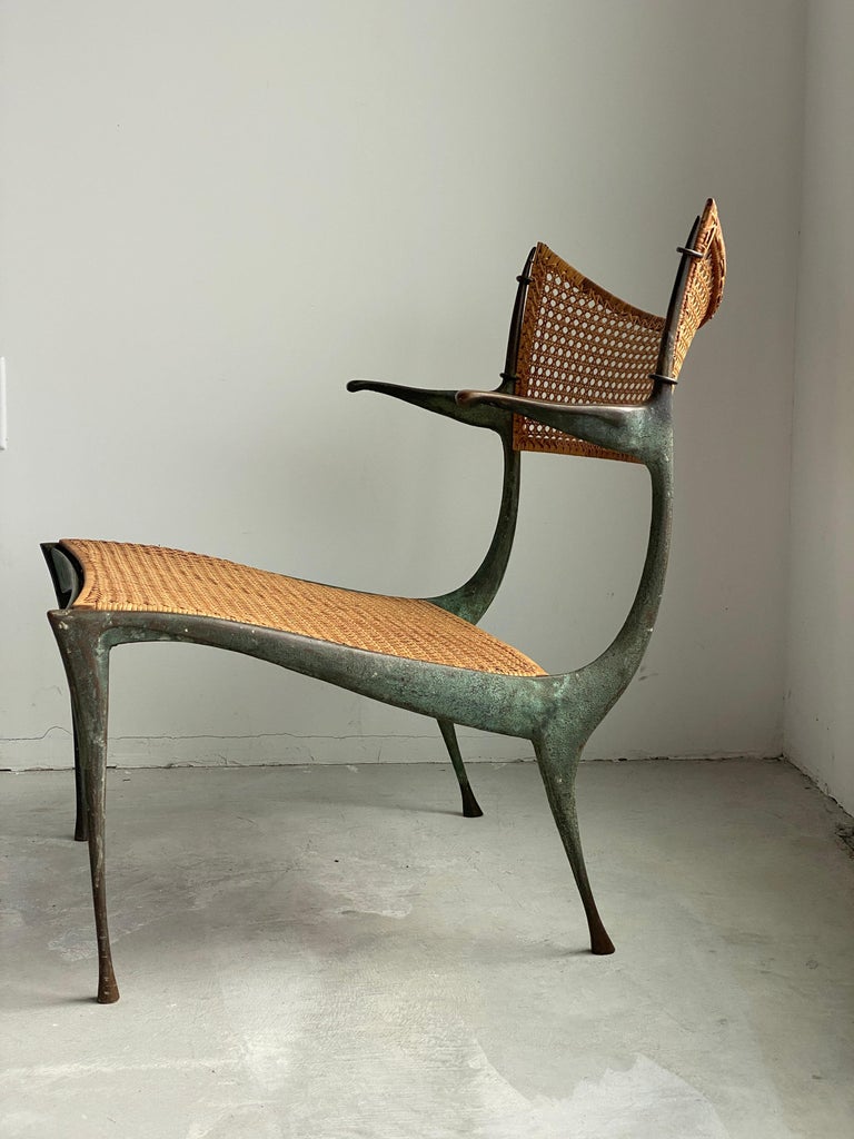 Dan Johnson, "Gazelle" Lounge Chairs, Patinated Bronze, Cane, Italy ...