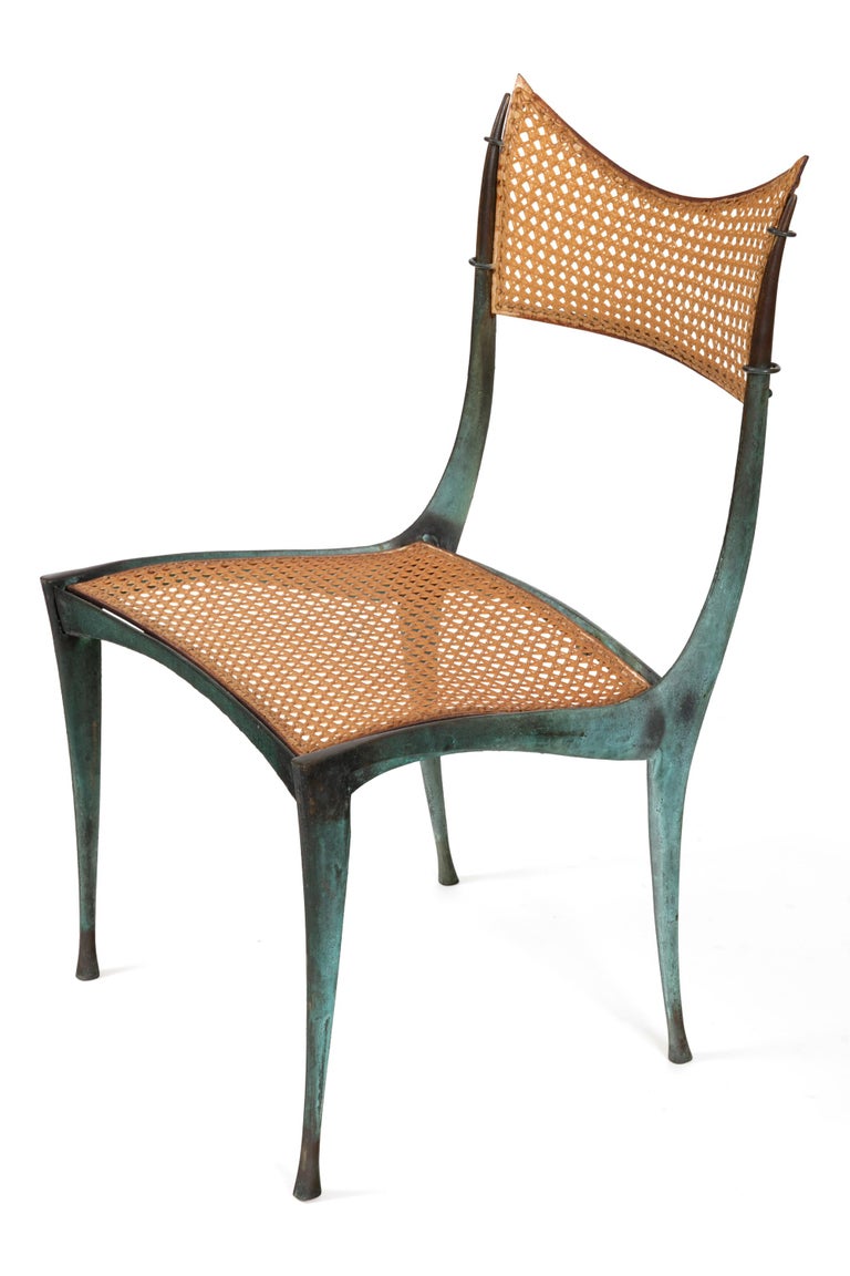 Dan Johnson Patinated Bronze and Cane "Gazelle' Chairs, USA 1950s at ...