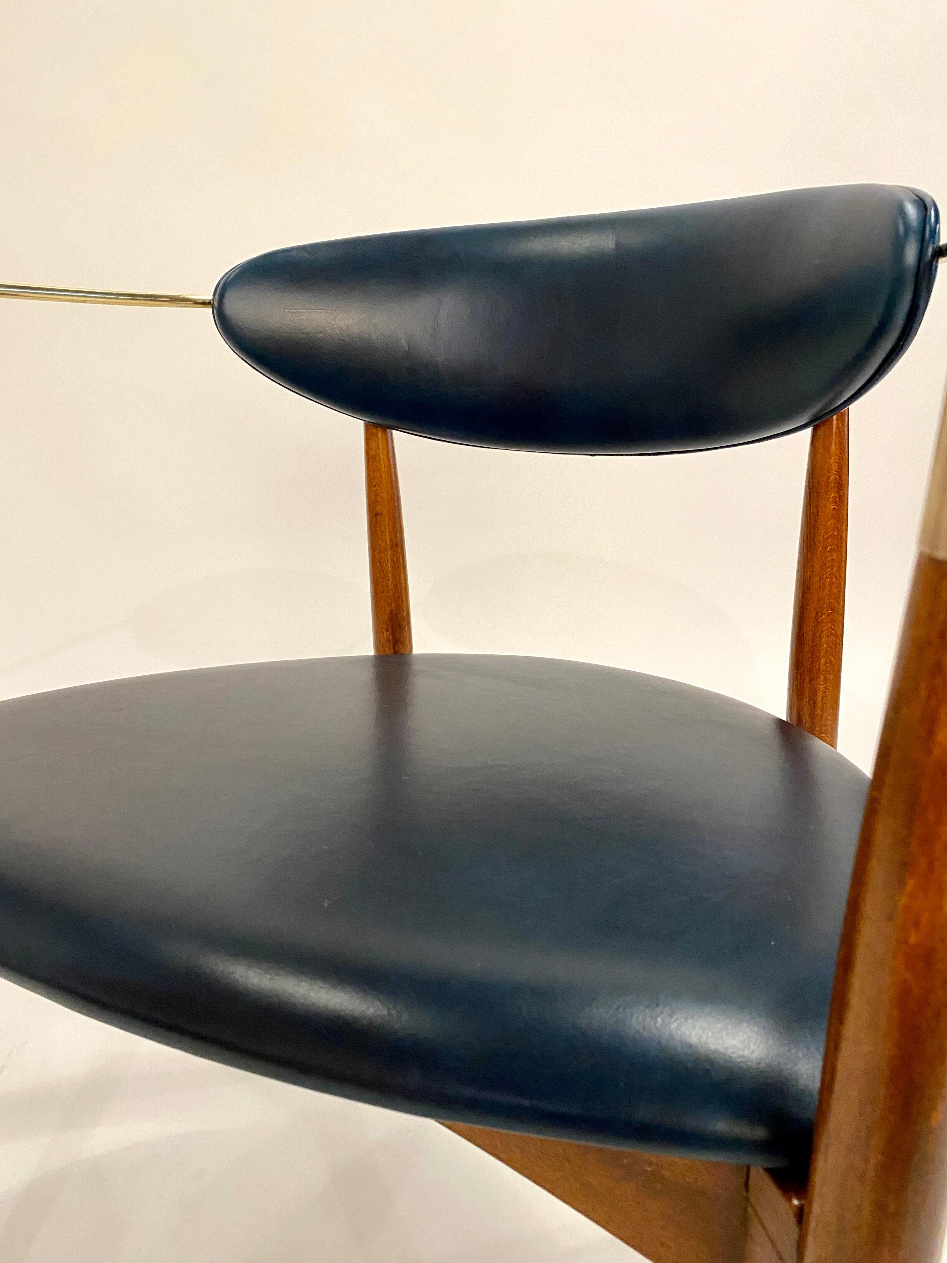 Dan Johnson Viscount Chairs in Navy Leather and Wood Frame by Selig ...