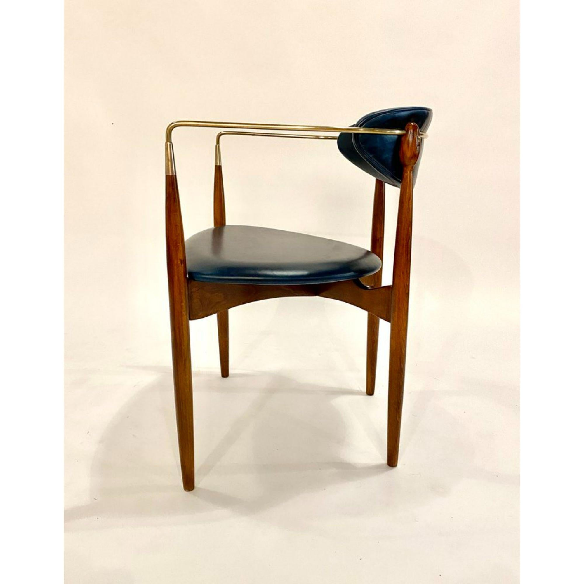Dan Johnson Viscount Chairs in Navy Leather and Wood Frame by Selig ...