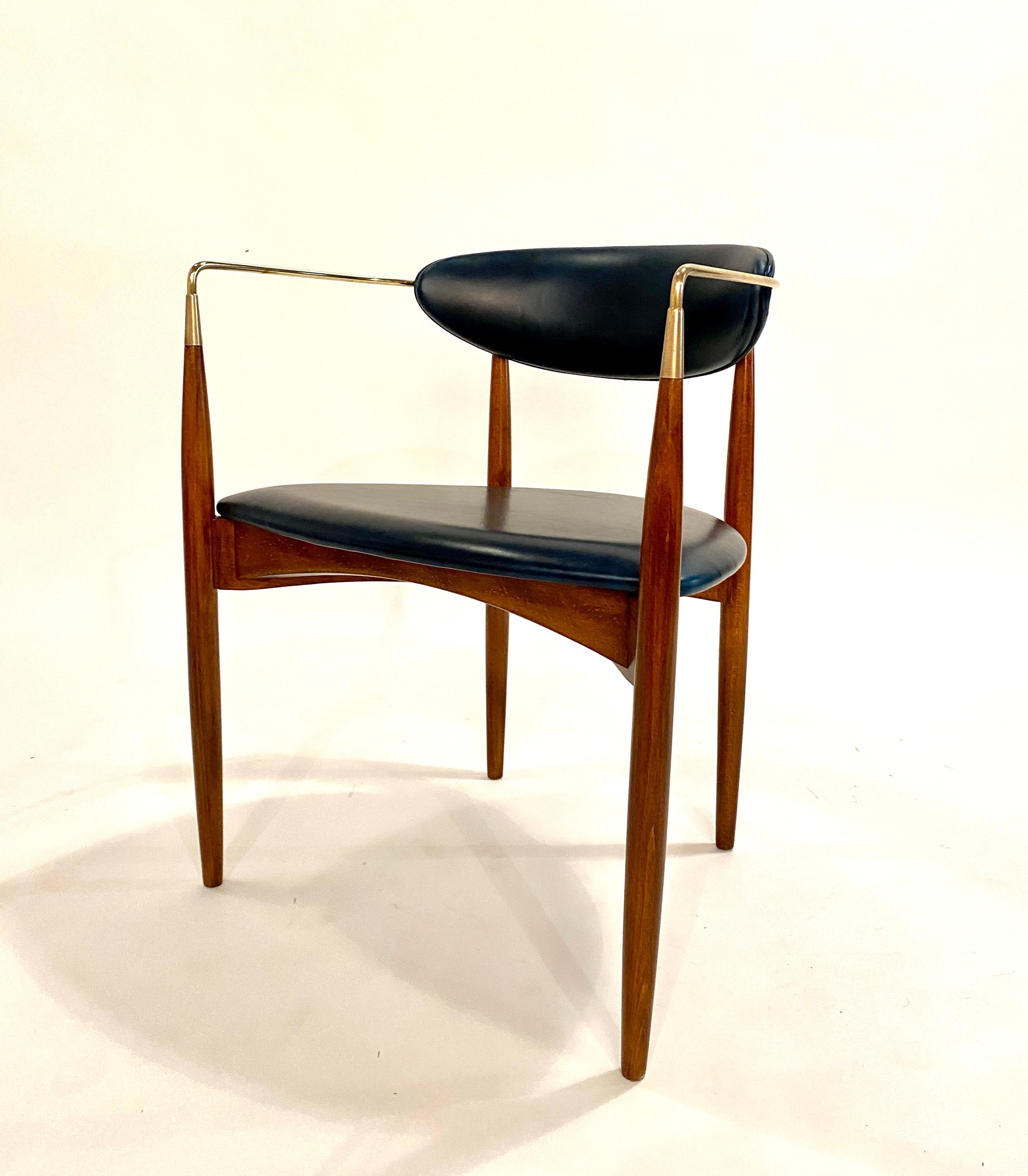 Dan Johnson Viscount Chairs in Navy Leather and Wood Frame by Selig ...