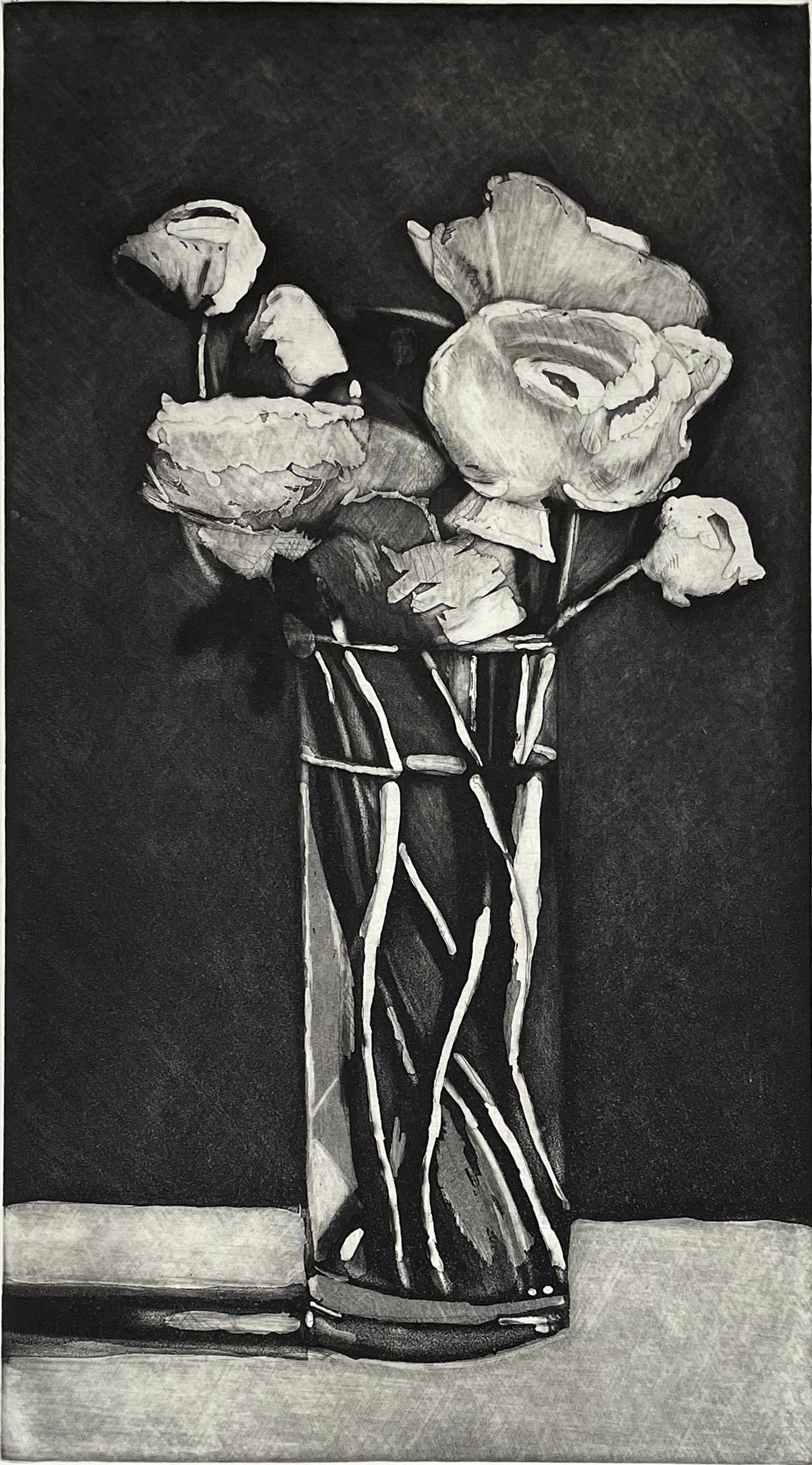 Dan McCleary - Vase II, floral etching For Sale at 1stDibs