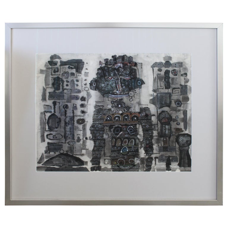 Dan Miller Mixed-Media Painting Tribal Robots For Sale at 1stDibs | dan ...