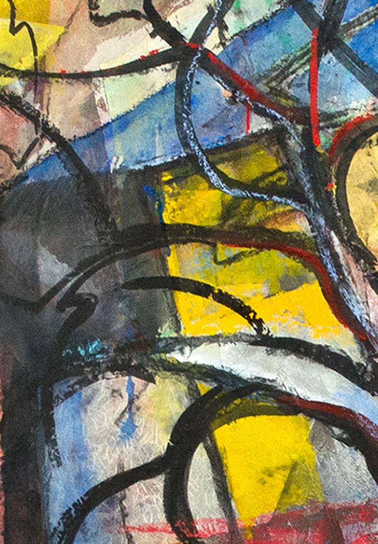 Dan Muller - "Sledding by the Big Tree," Colorful Mixed Media Collage ...