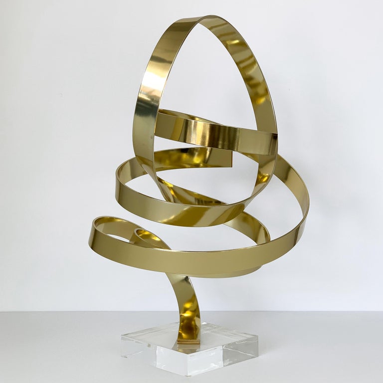 Dan Murphy Gold Tone Abstract Ribbon Sculpture at 1stDibs
