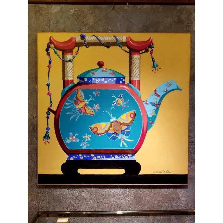 Dan Poole Large Scale Pop Art Painting "The Tea Castle", 1970s at 1stDibs