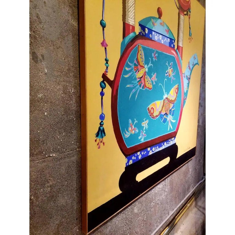 Dan Poole Large Scale Pop Art Painting "The Tea Castle", 1970s at 1stDibs