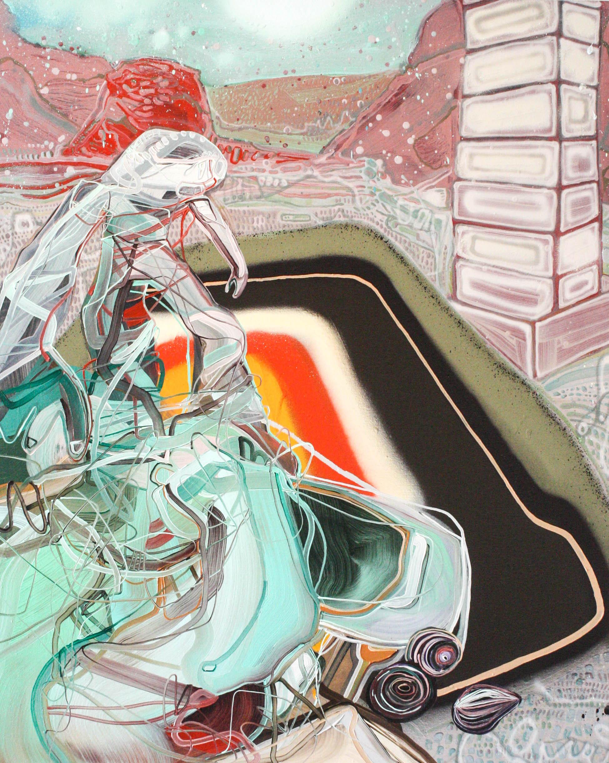 Al Maser - Loop (Abstract painting on canvas created with spray paint ...