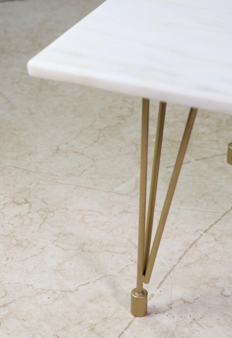 Danby White Marble w MCM Hairpin Legs Coffee Table For Sale at 1stDibs