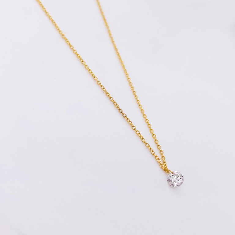 Dancing Diamond Necklace, .25ct Diamond Necklace, Dainty Solitaire ...