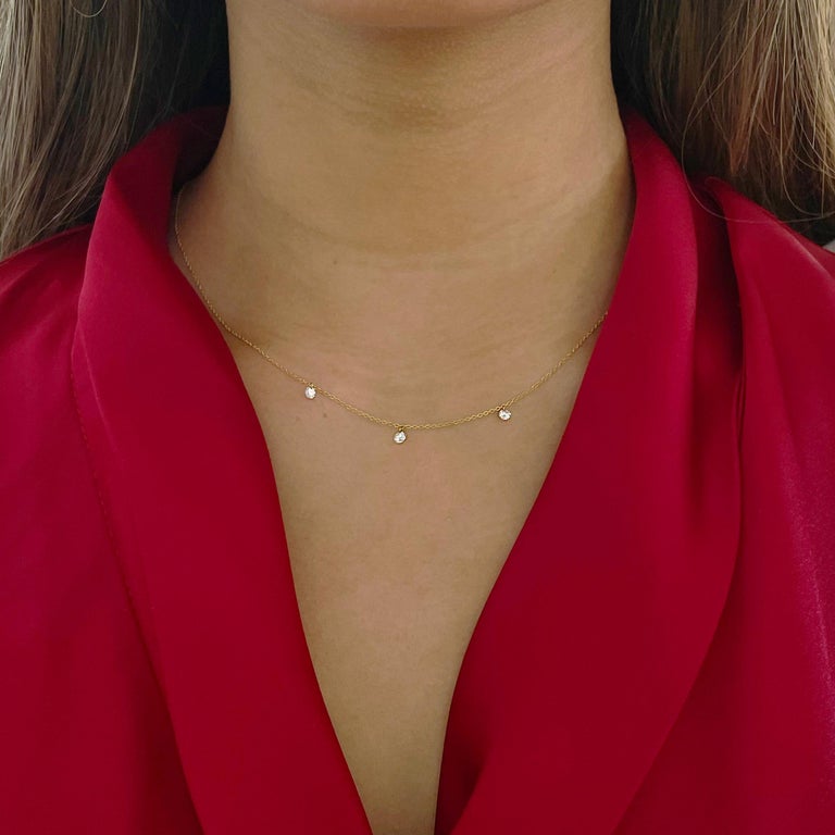Dancing Diamond Necklace, .30ct Diamond Necklace, Dainty Stackable ...