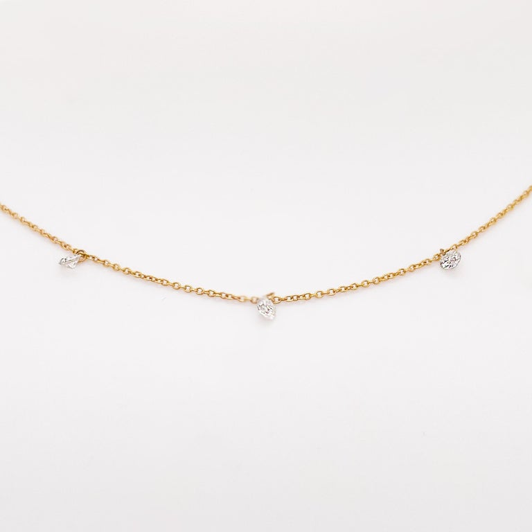 Dancing Diamond Necklace, .30ct Diamond Necklace, Dainty Stackable ...