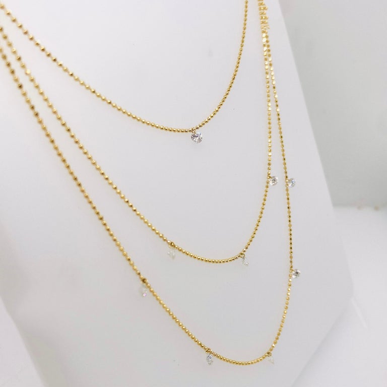 Dancing Diamond Necklace Three Layered Dancing Diamond Necklaces 14k ...