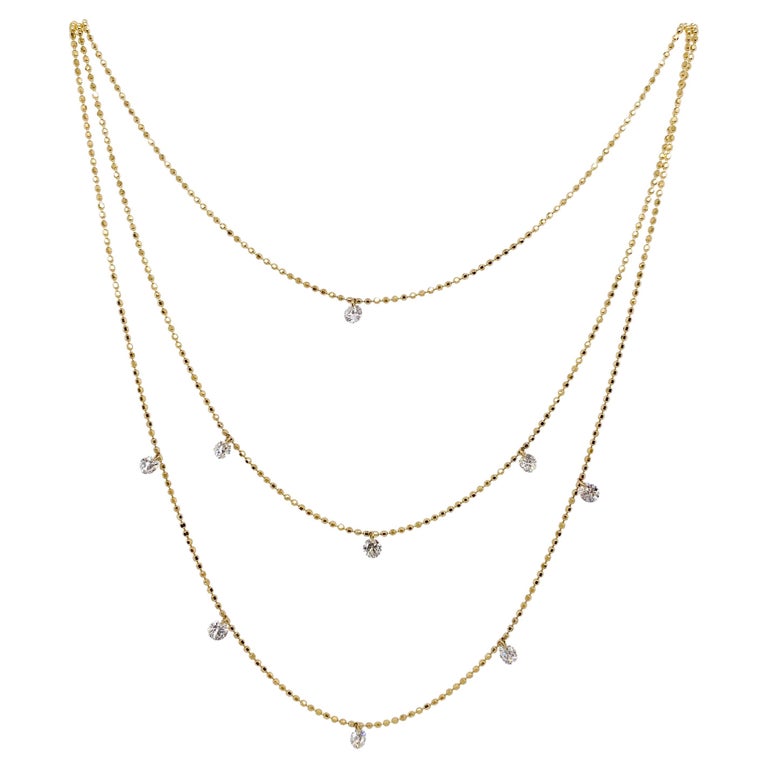 Dancing Diamond Necklace Three Layered Dancing Diamond Necklaces 14k ...