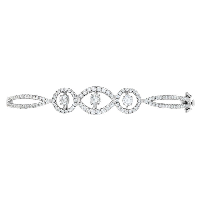 "Dancing Diamonds" Bangle in 18k White Gold with Three Circular ...