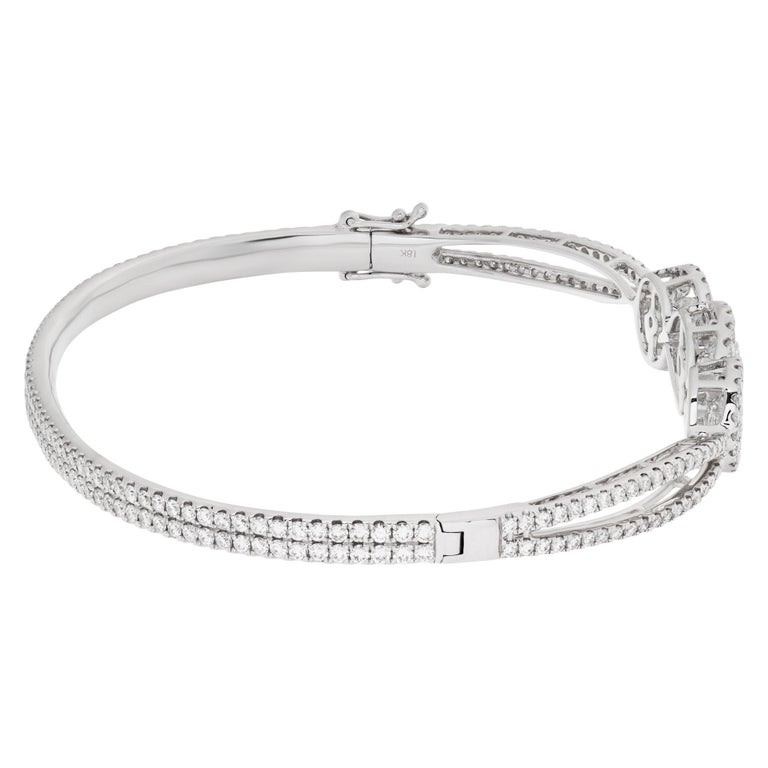 "Dancing Diamonds" Bangle in 18k White Gold with Three Circular ...