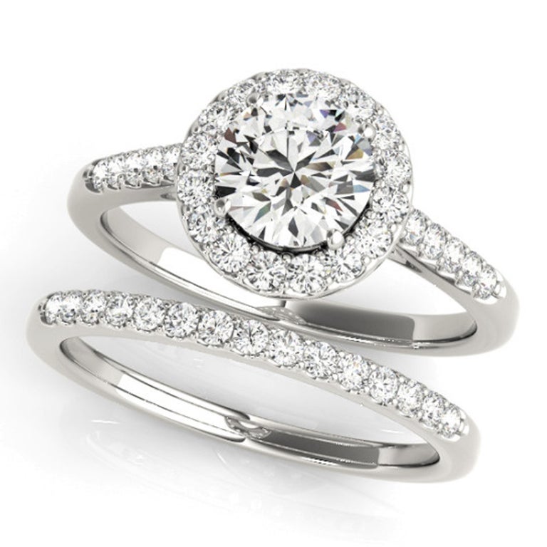 Dancing Diamonds Halo Accented GIA Certified Round Brilliant Engagement ...