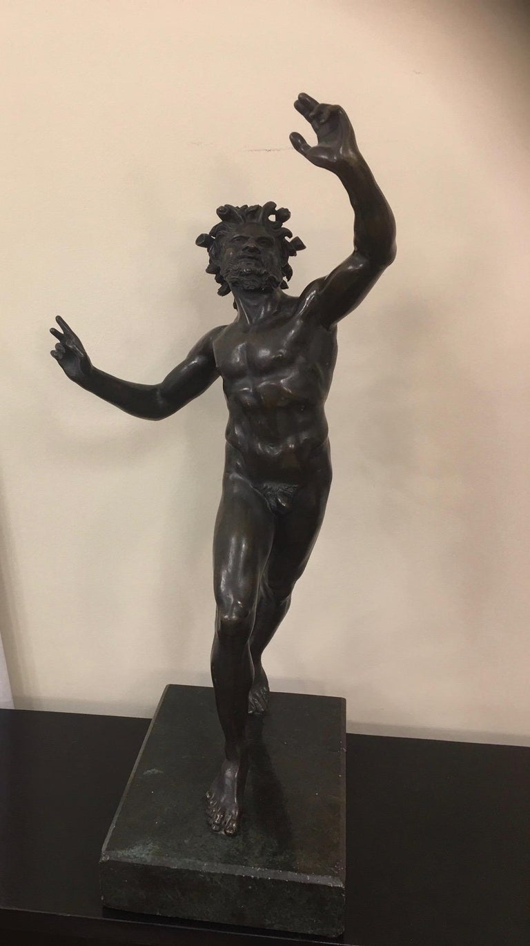 Dancing Faun from Pompeii in Bronze, Naples, 19th For Sale at 1stDibs