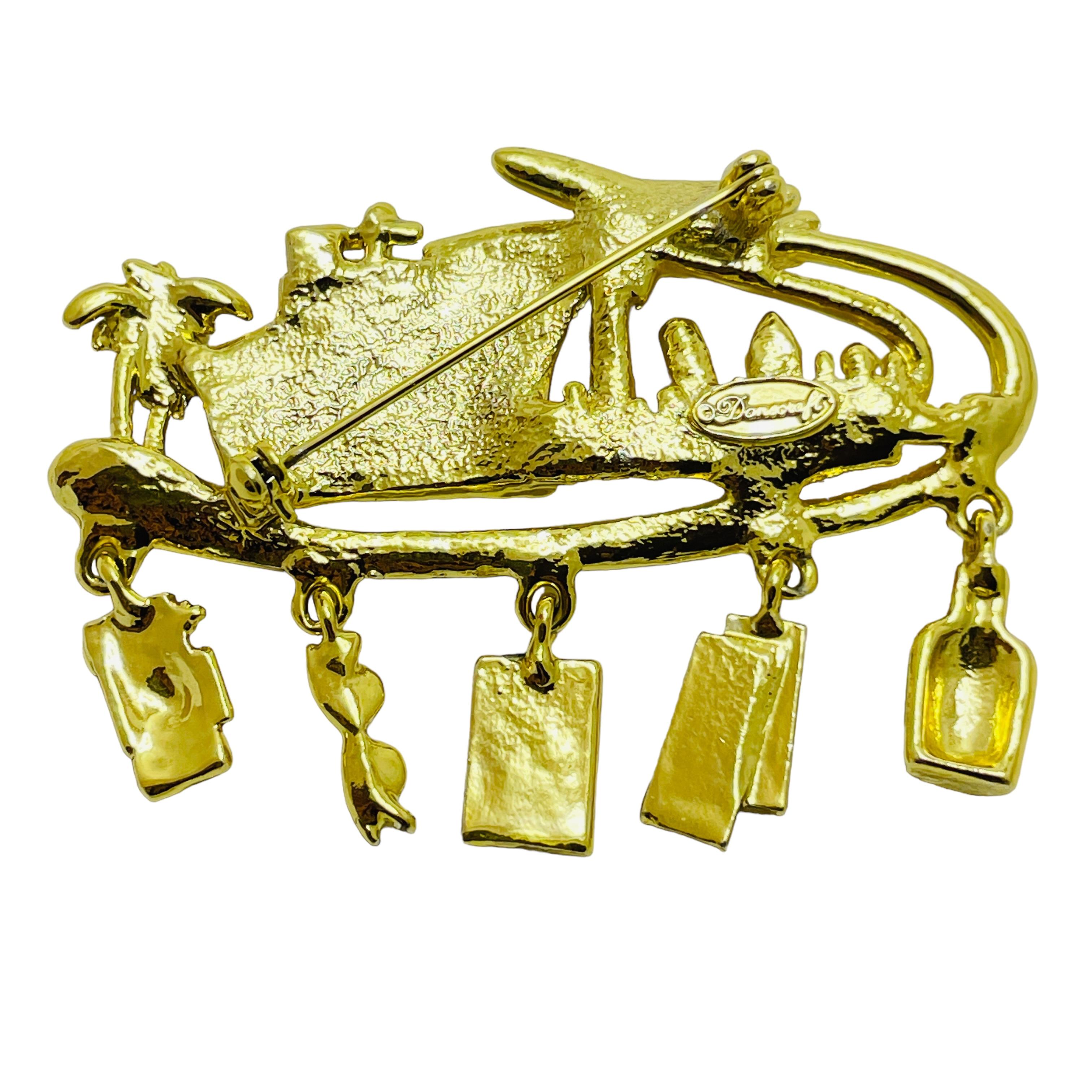 DANECRAFT signed gold tone traveling vacation boat beach designer ...