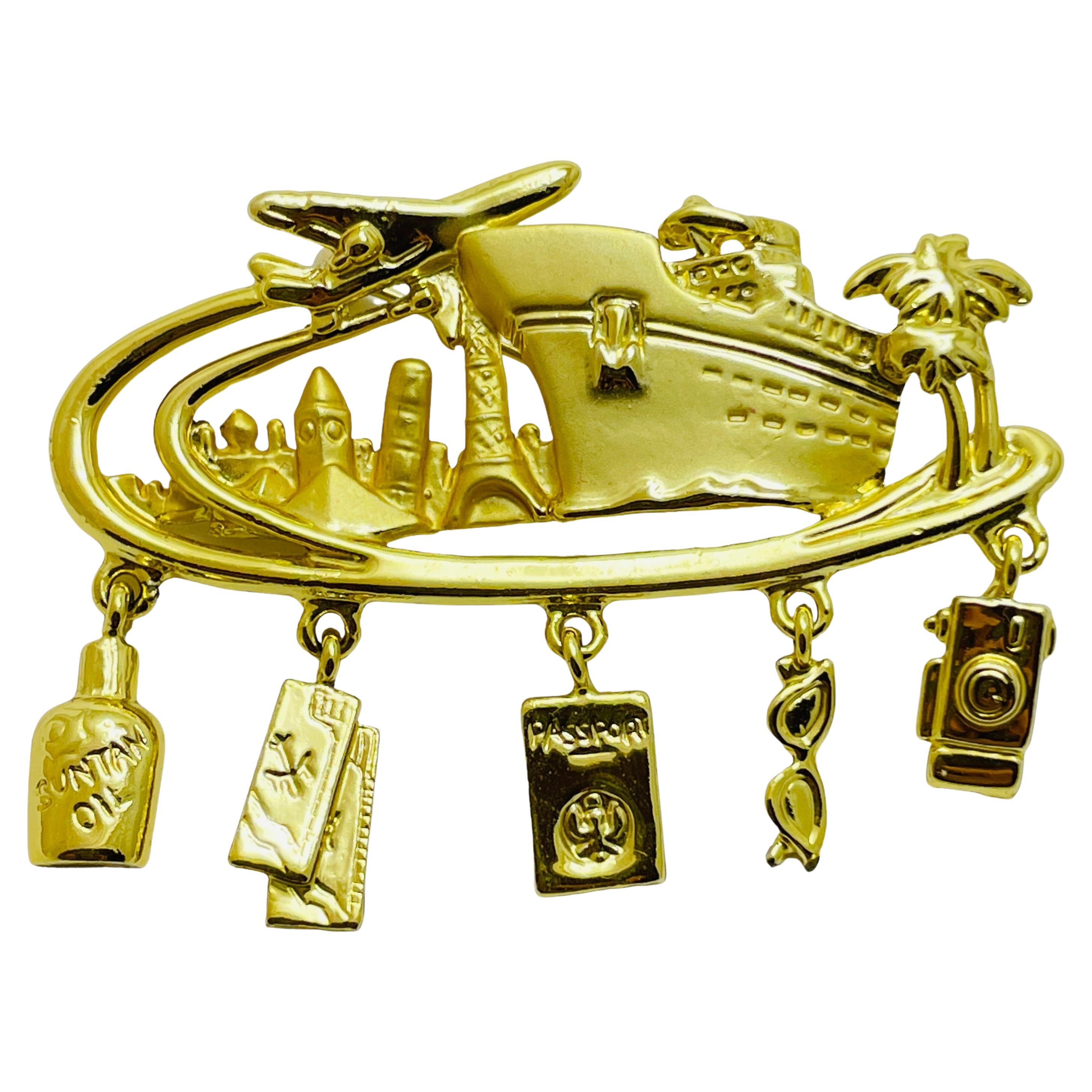 DANECRAFT signed gold tone traveling vacation boat beach designer ...